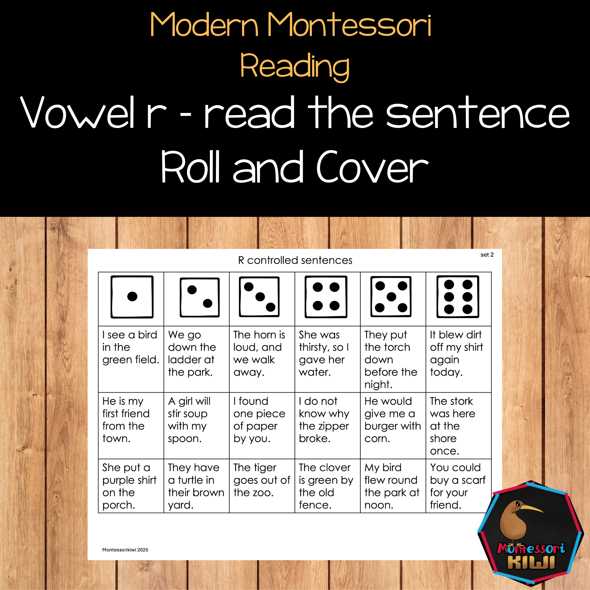 Modern Montessori Reading: Vowel R Roll and Read the Sentence ...