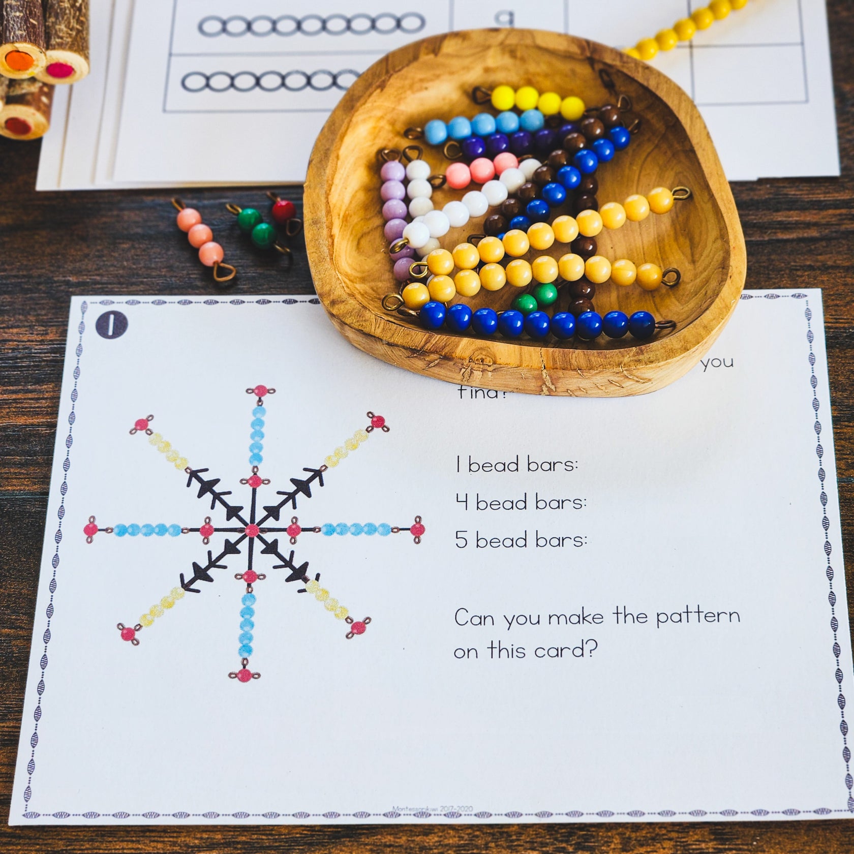 Colored bead stair worksheets – montessorikiwi