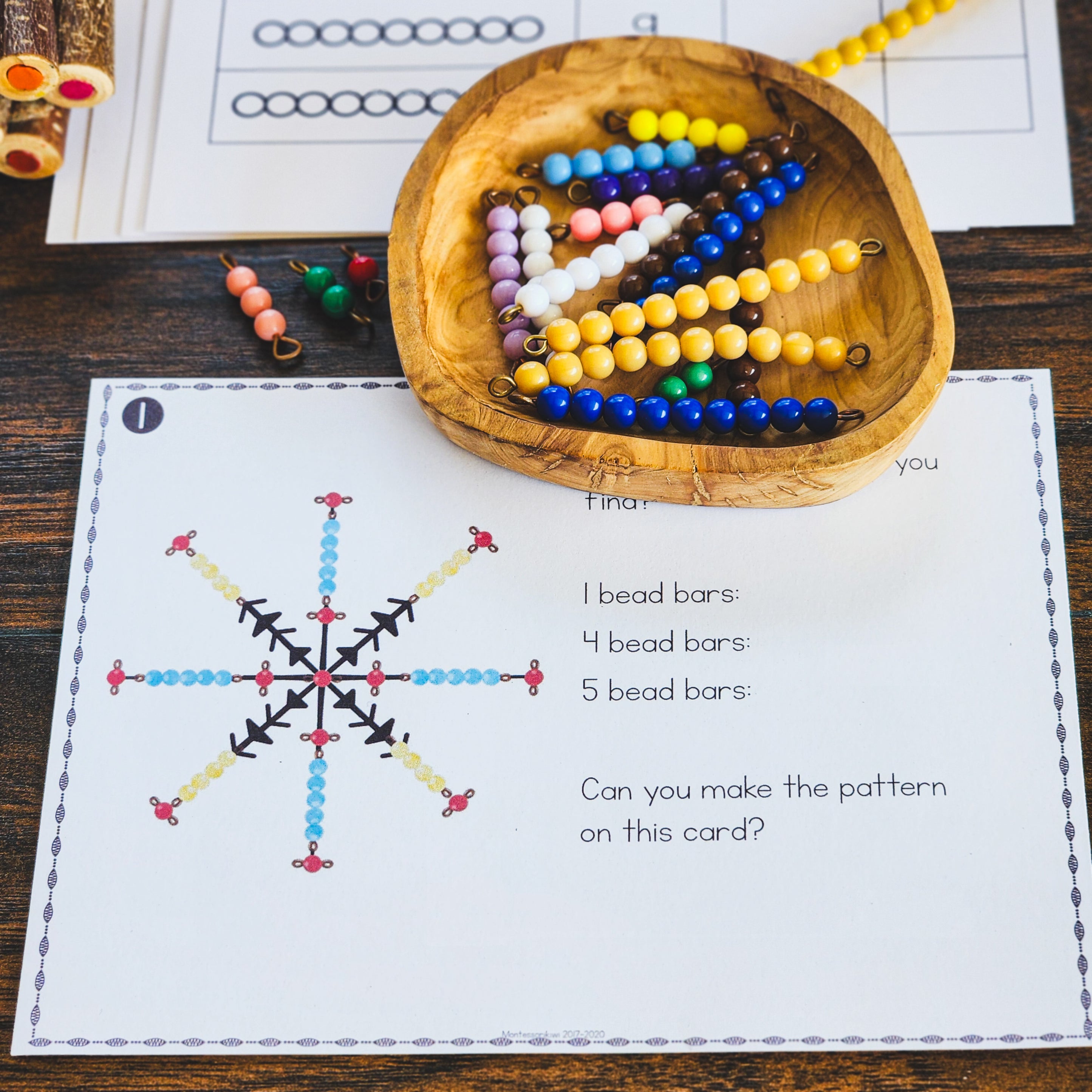 Colored bead stair worksheets – montessorikiwi