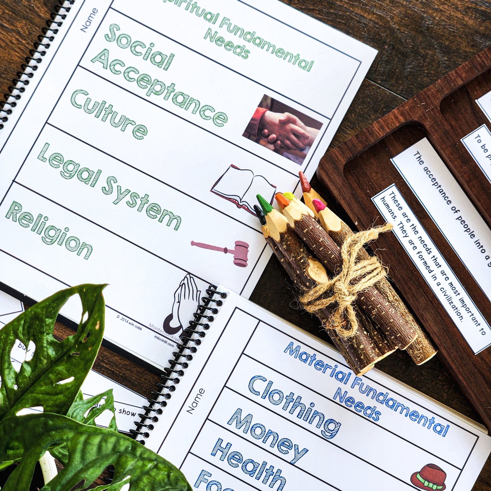 Fundamental needs interactive books (cosmic) – montessorikiwi