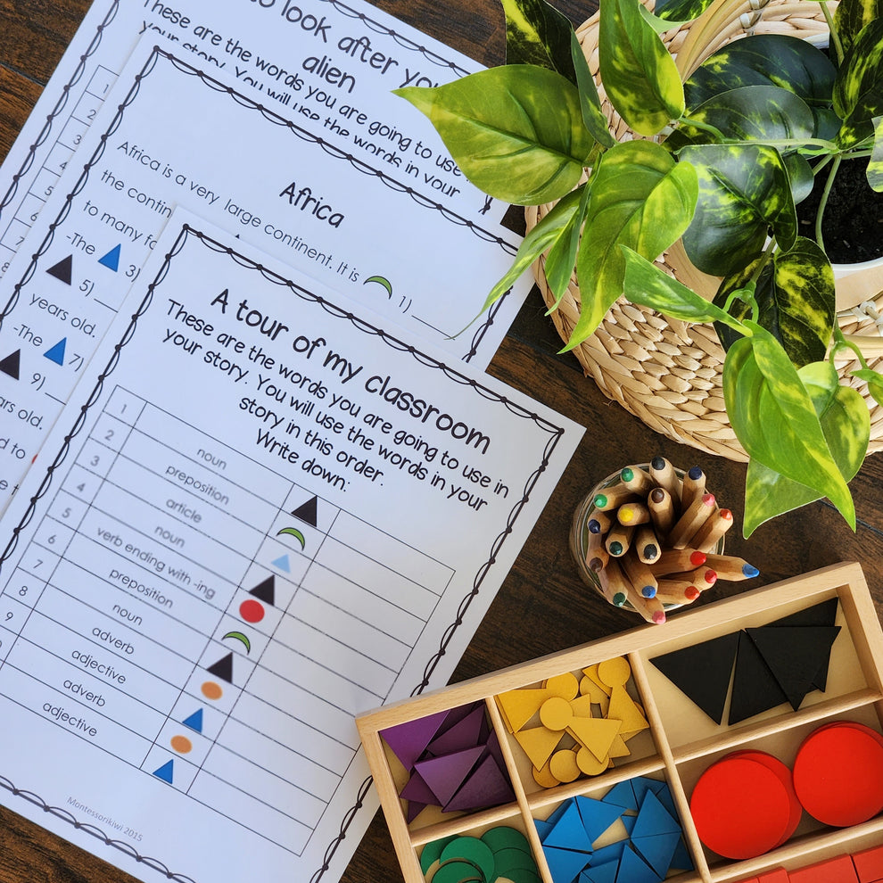 Montessori Grammar Activity Set 2 (literacy) – montessorikiwi
