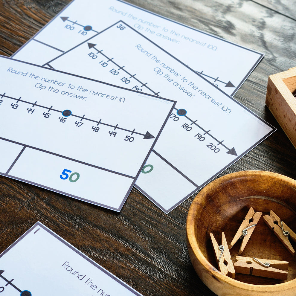 Montessori Inspired Rounding to 10 and 100 flip and clip card ...