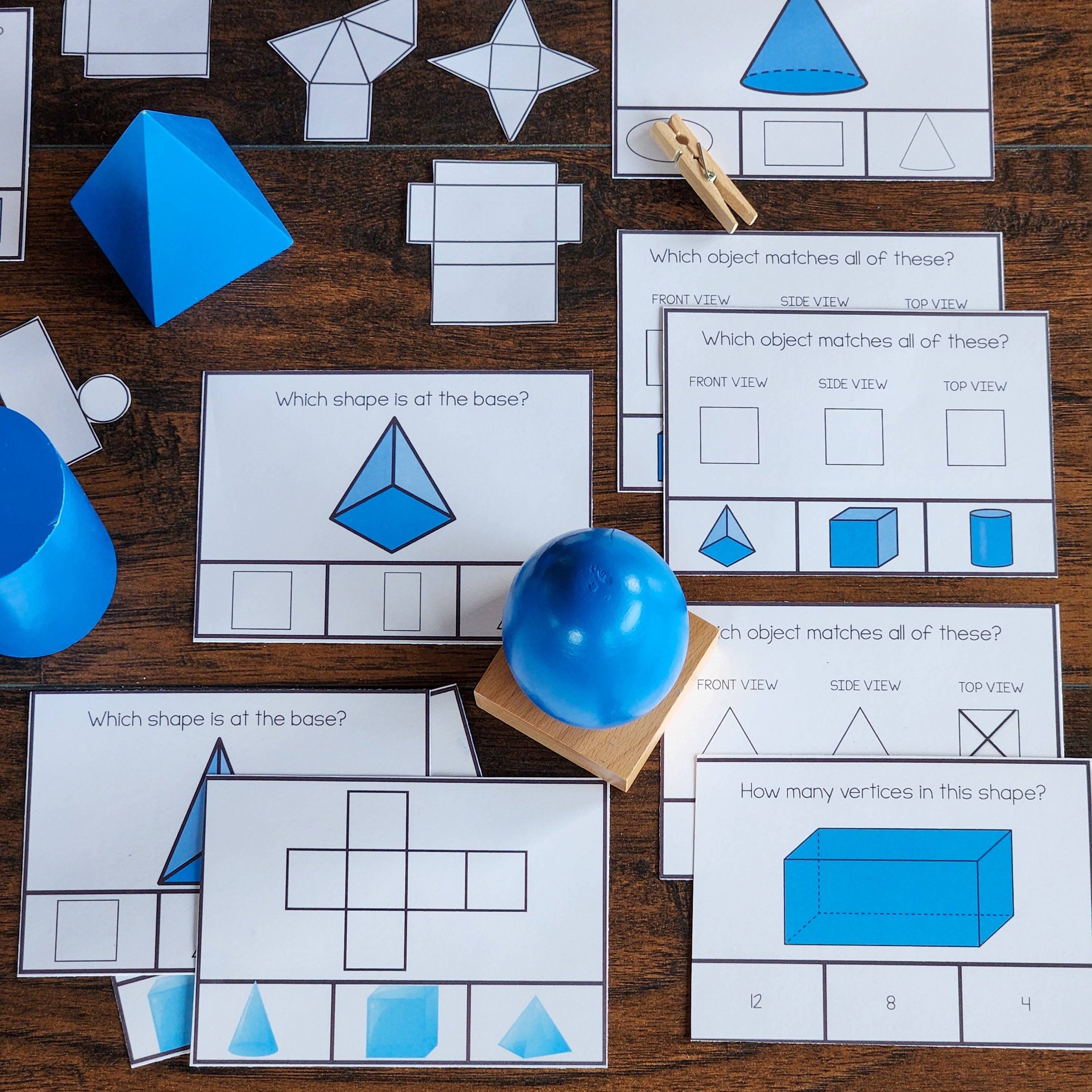 3d shapes nets clip and flip (math) Geometric Solids – montessorikiwi