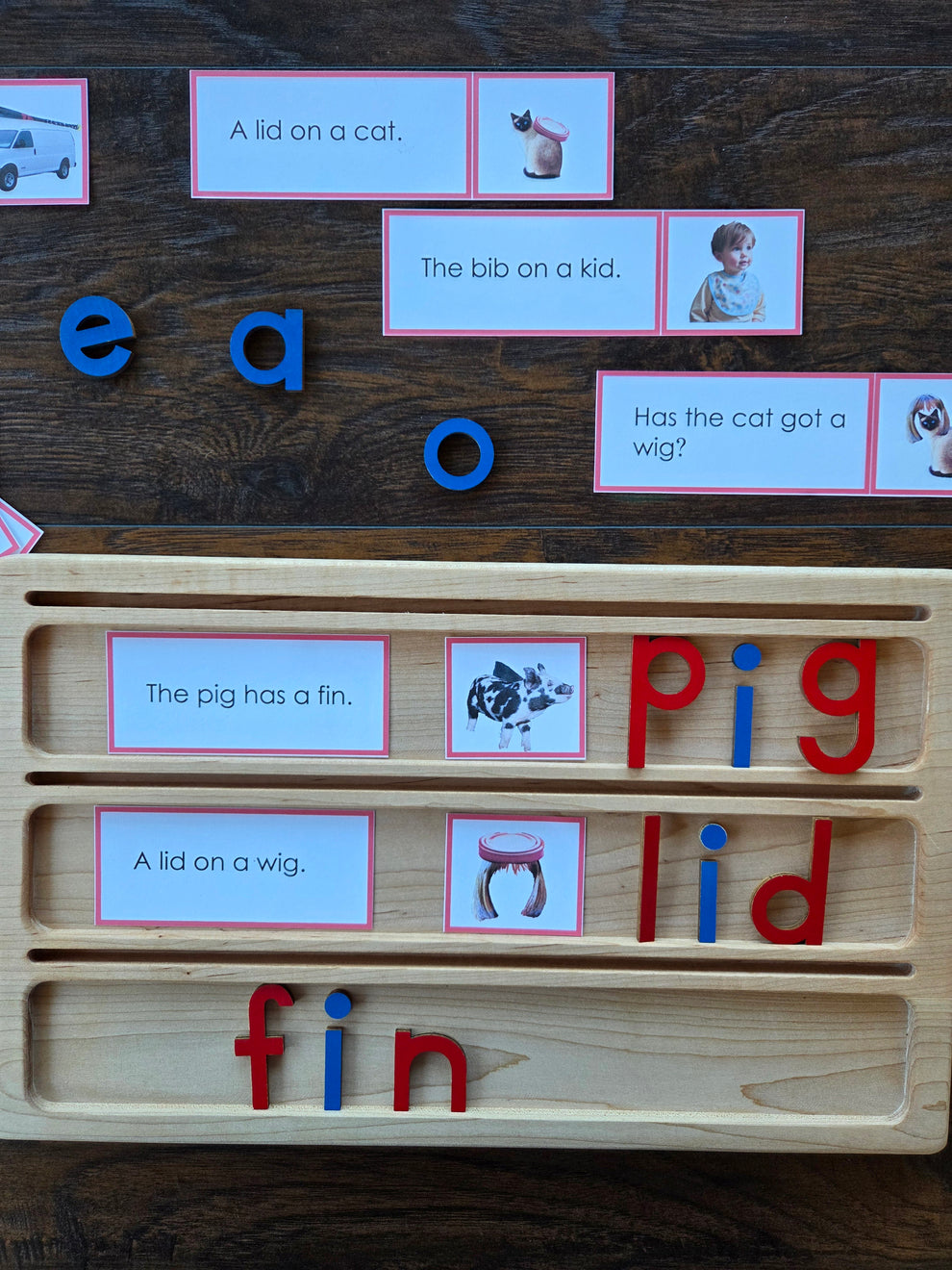 Modern Montessori Reading SOR CVC picture to sentence match (literacy ...