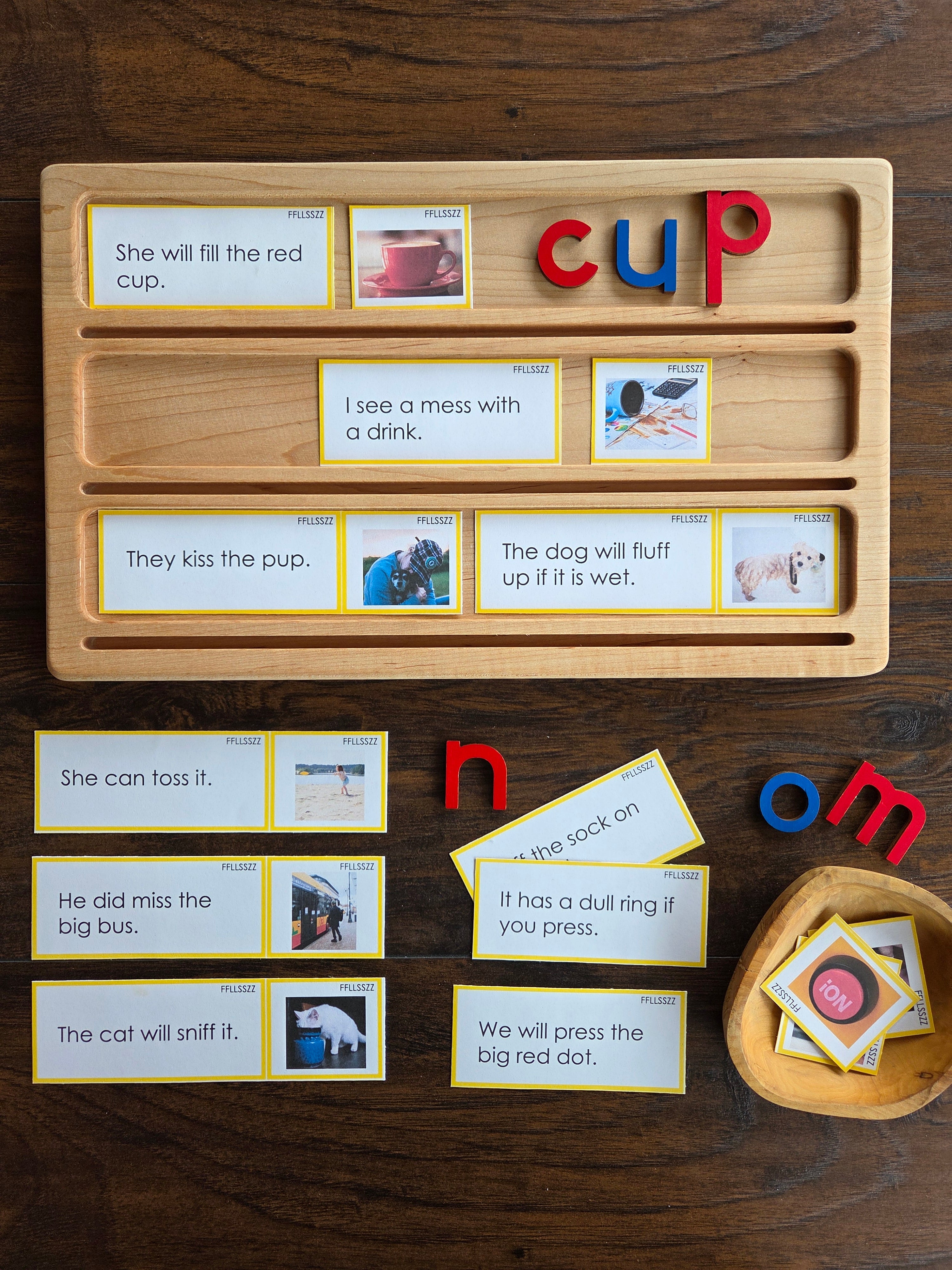 Modern Montessori Reading SOR FFLLSSZZ FLOSZ picture to sentence match ...