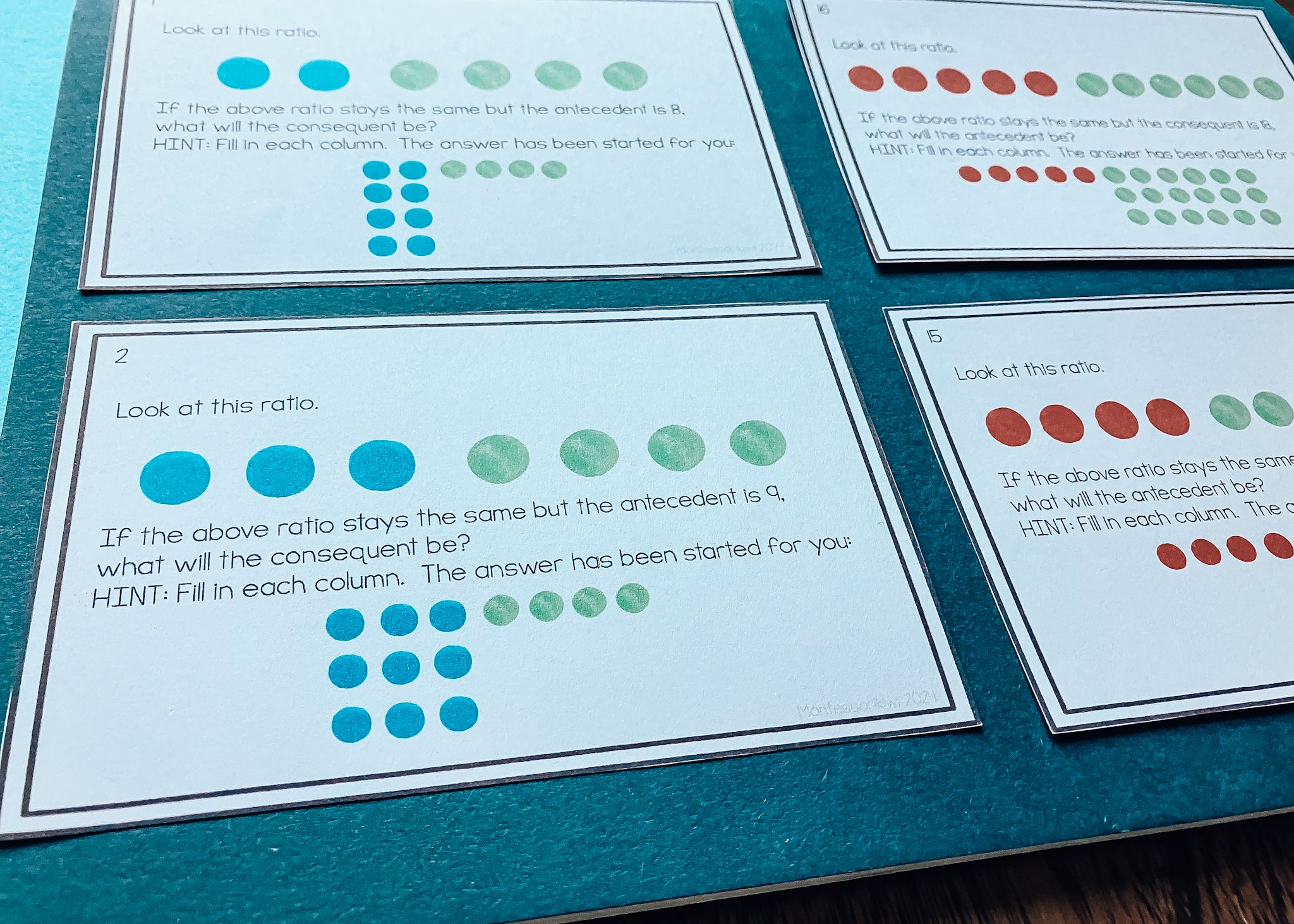 Proportions and Ratios Self Correcting Task Cards (Math) – montessorikiwi
