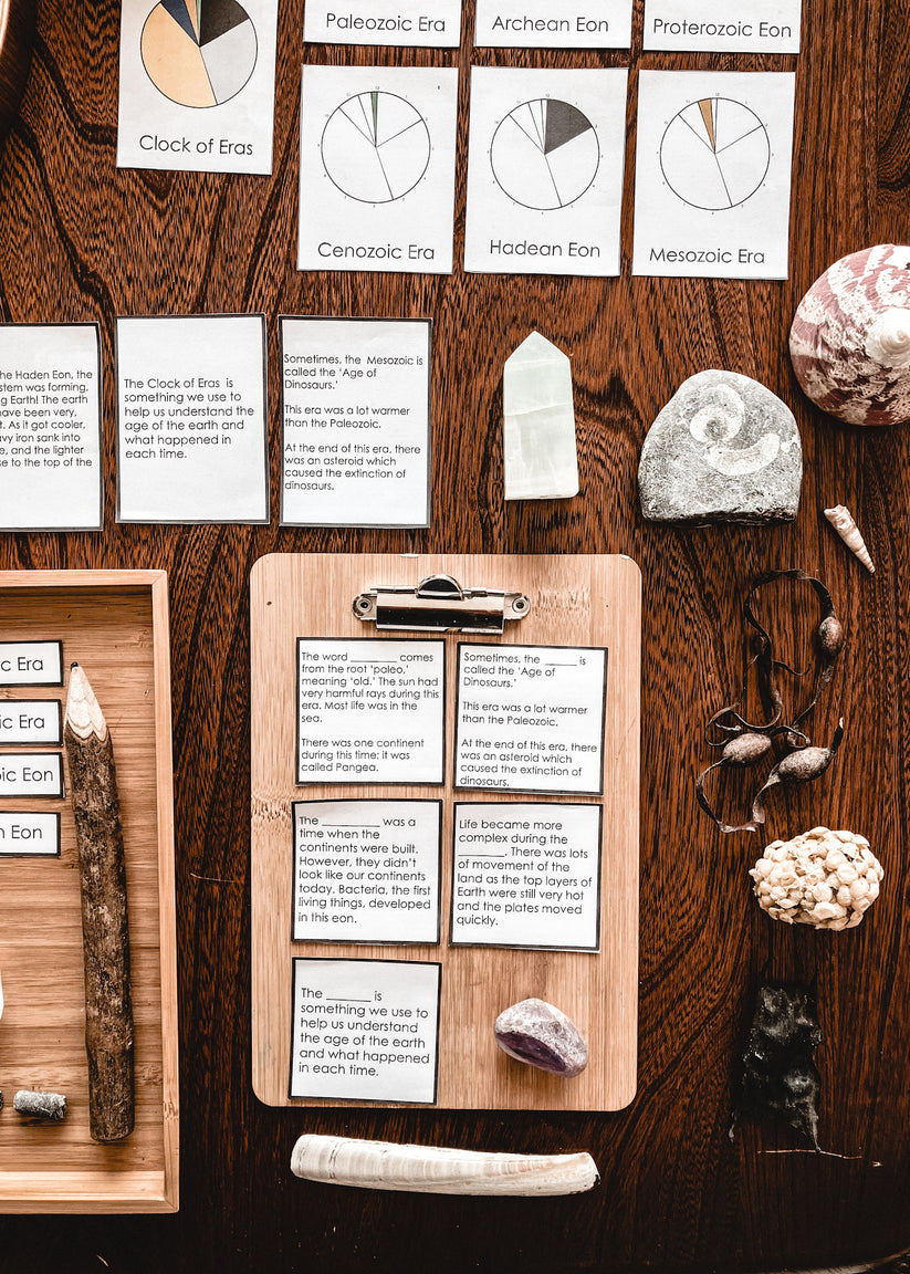 Clock of Eras 4 part cards (cosmic) – montessorikiwi