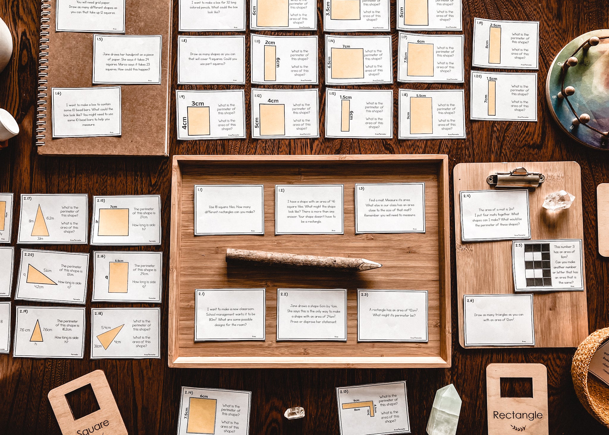 Area and Perimeter task cards – montessorikiwi