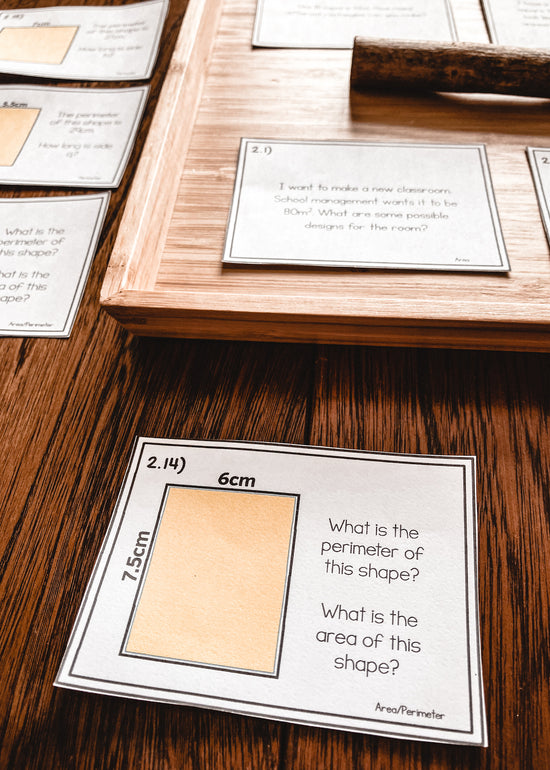 Area and Perimeter task cards – montessorikiwi