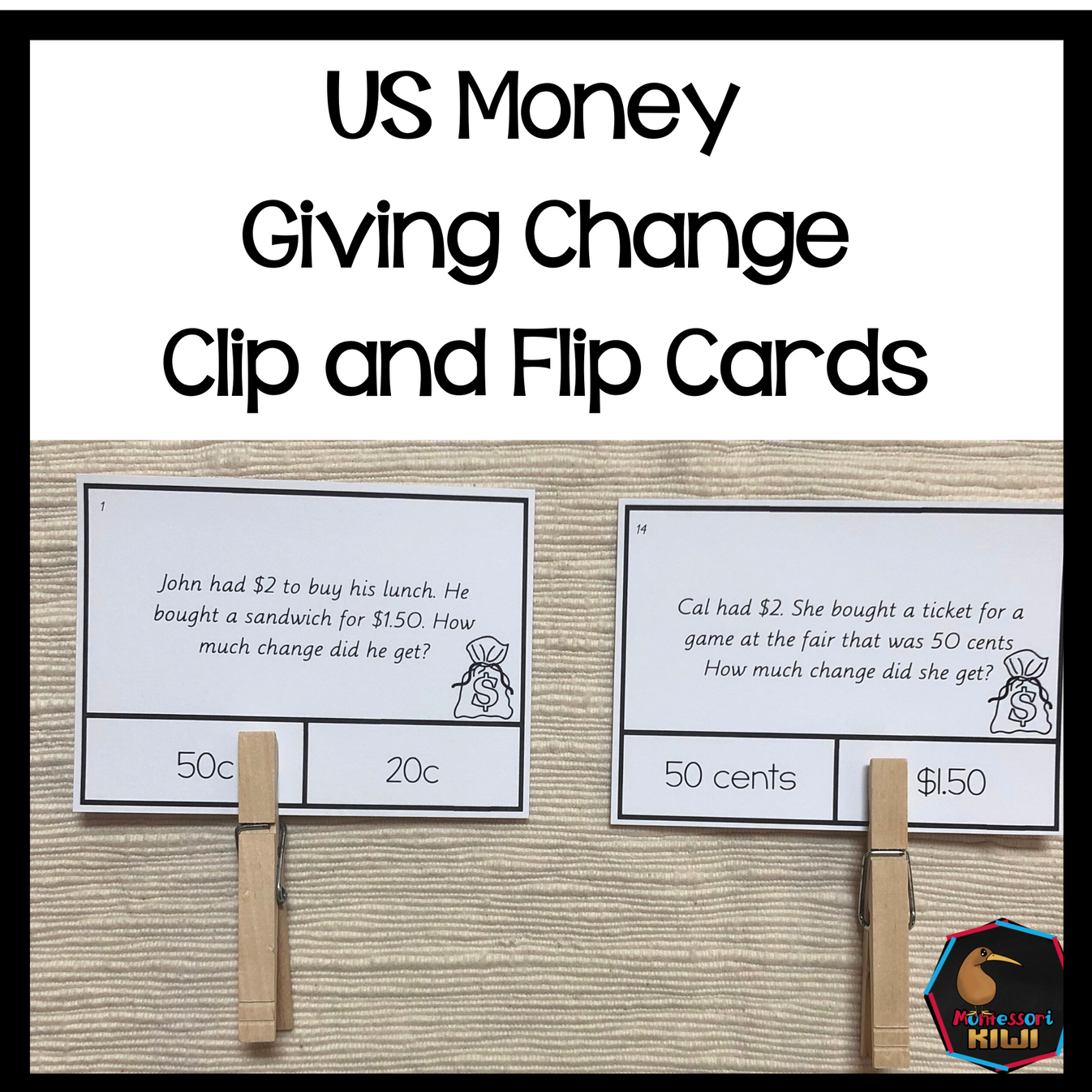 US Money Giving Change Clip and Flip Cards – montessorikiwi