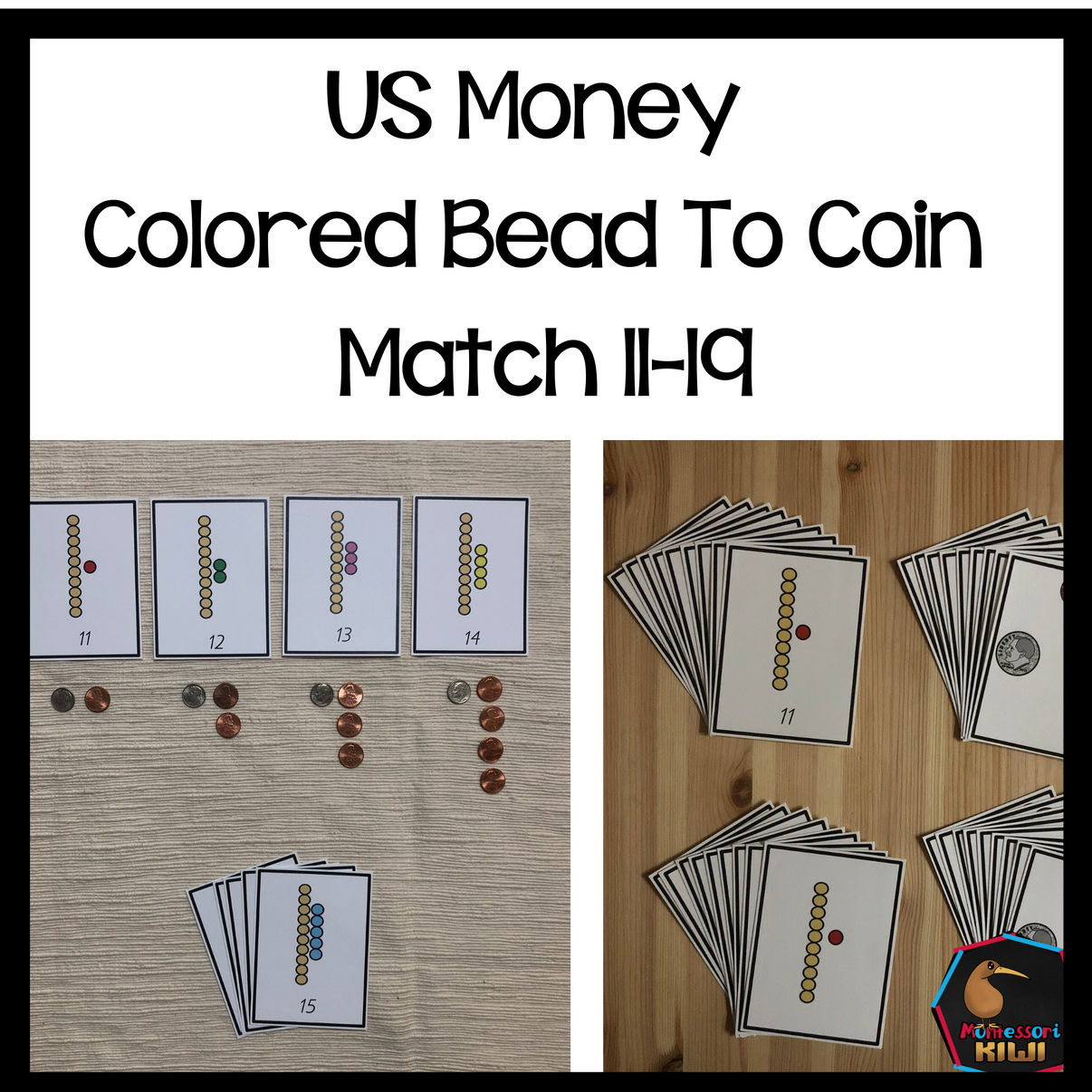 US Money Colored Bead to coin Match 11-19 – montessorikiwi