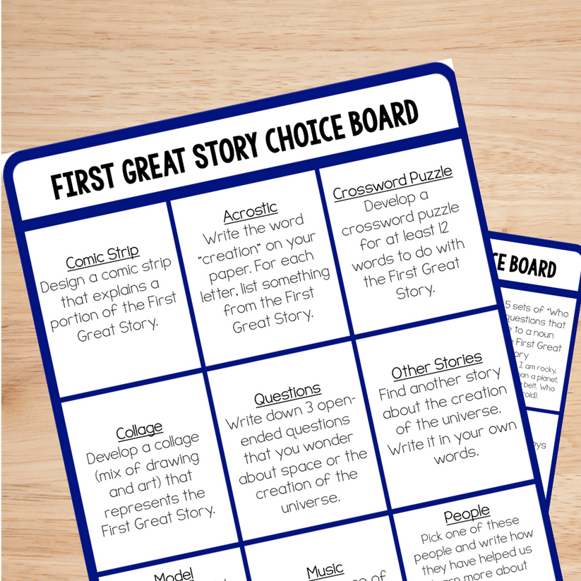 Great Story Choice Board Bundle – montessorikiwi