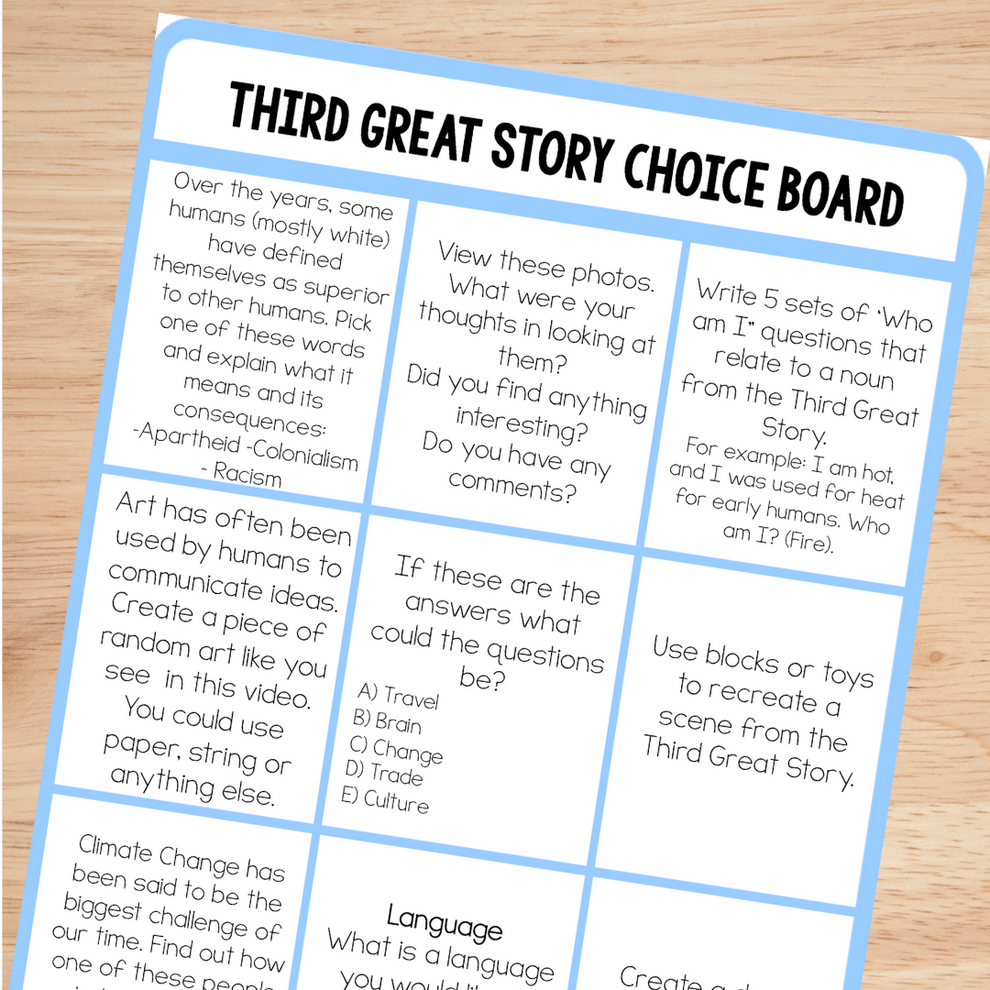 Great Story Choice Board Bundle – montessorikiwi