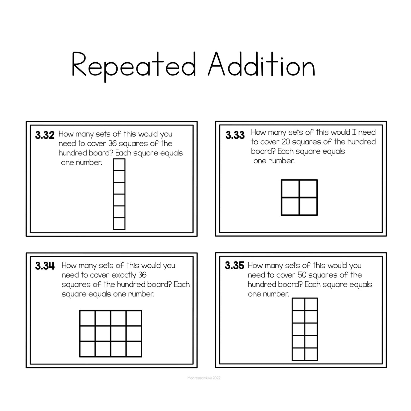 Montessori math: hundreds board task cards SET 3 – montessorikiwi