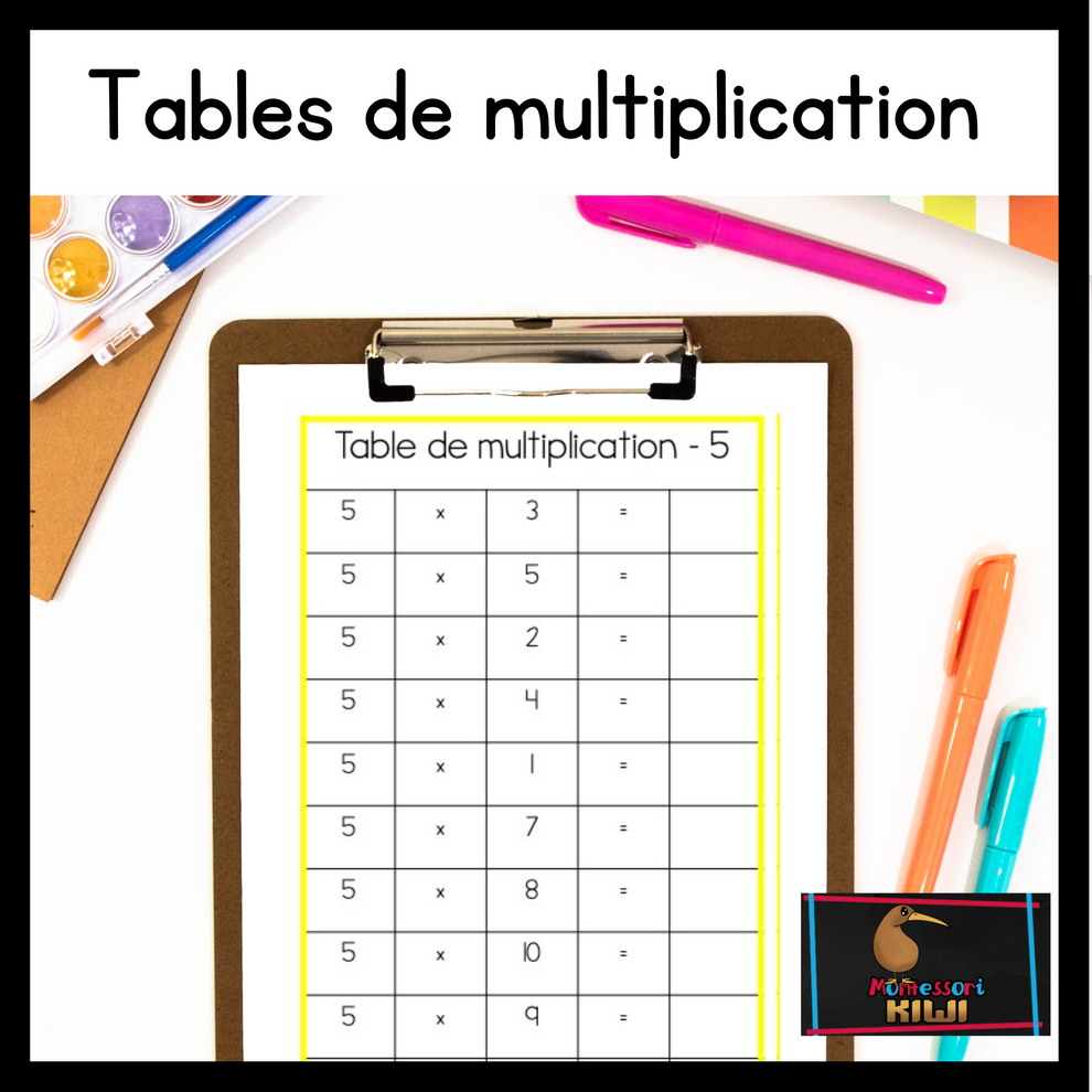 Tableaux de multiplication (Multiplication Tables French) – montessorikiwi