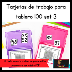 Tarjetas de trabajo para Tablero de 100 Set 3 (Montessori Hundred boar ...