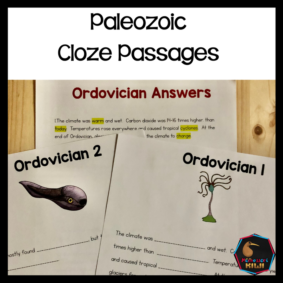 Paleozoic Cloze Resources - Montessori reading material (cosmic ...