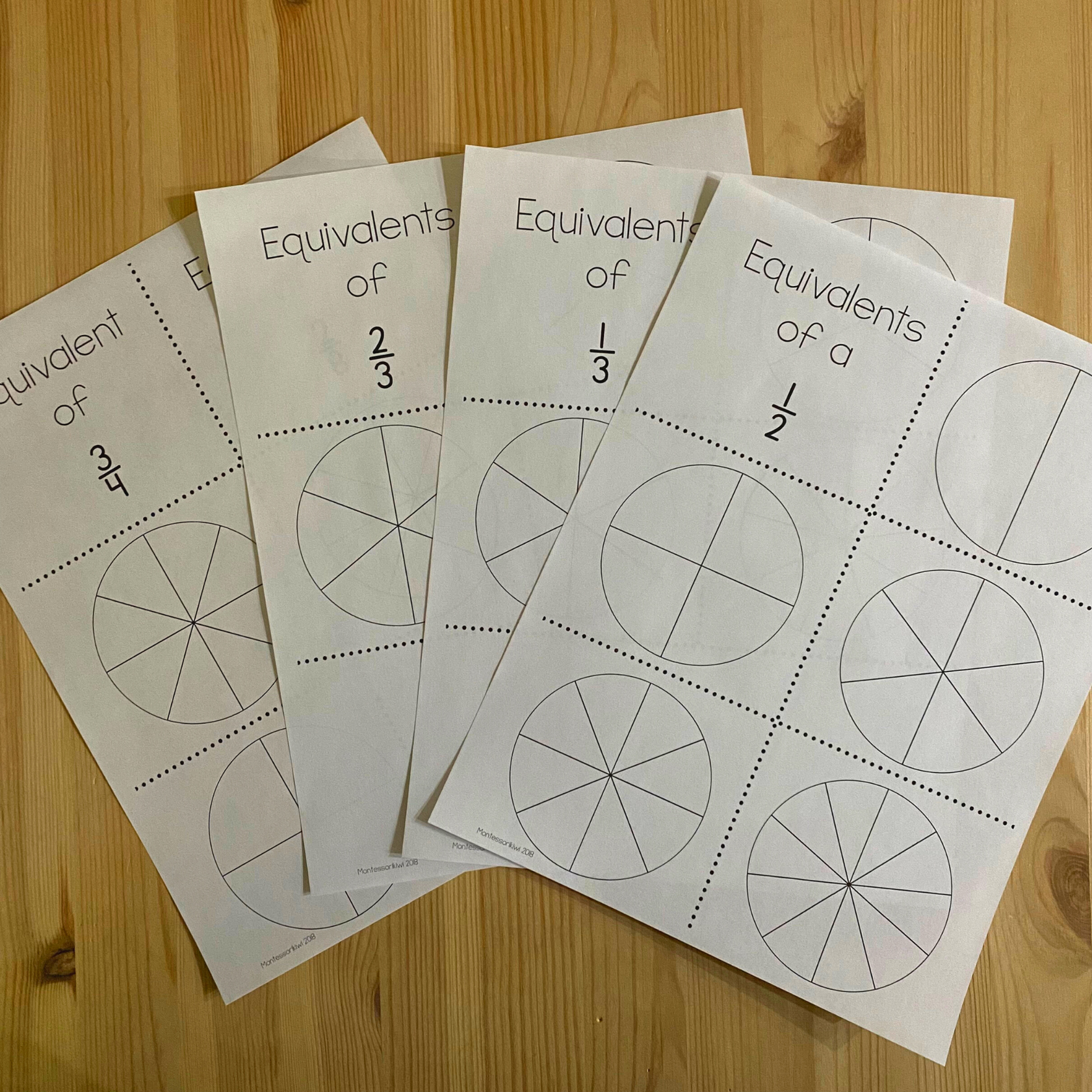 Equivalent fraction booklet for montessori fraction circles free ...