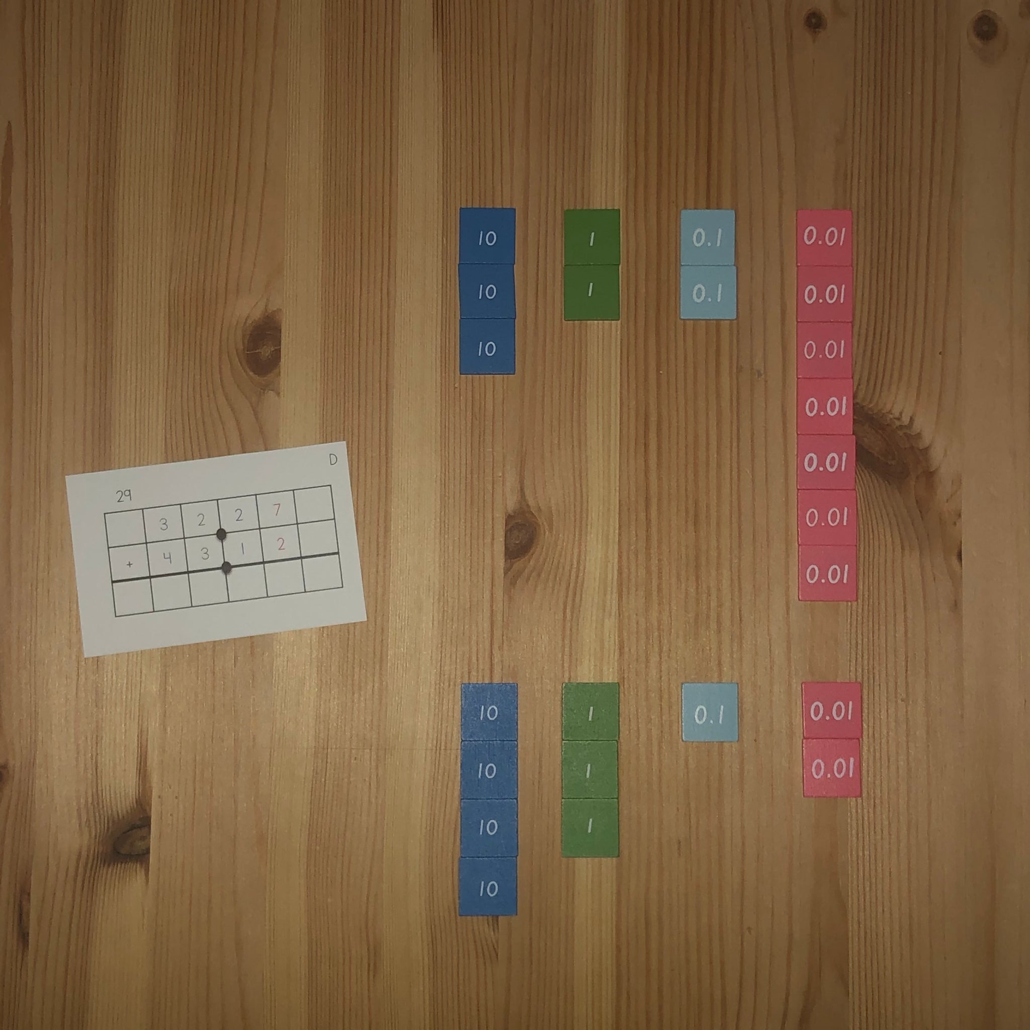 Addition of Decimal Task Cards – montessorikiwi