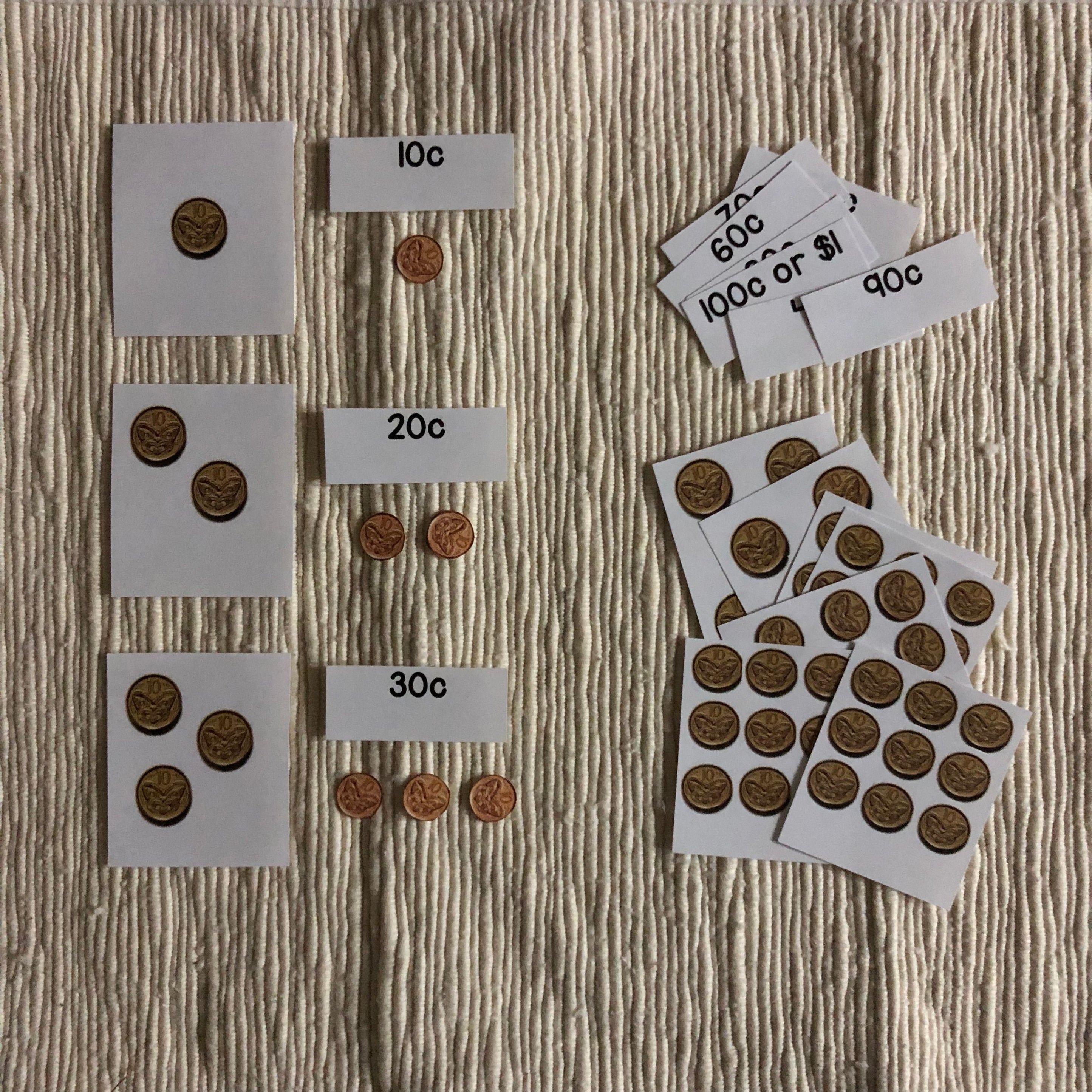 New Zealand Money level 1: matching amounts – montessorikiwi