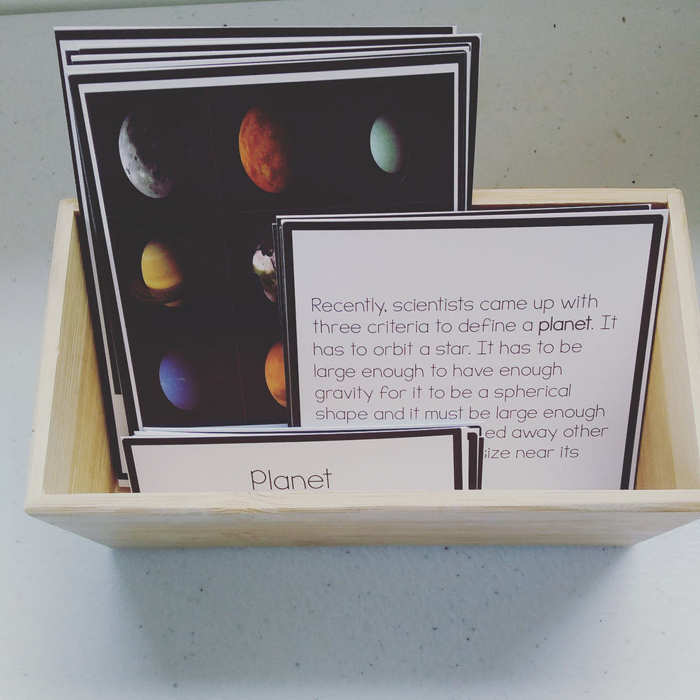 Objects in Space Montessori 3 Part Cards (cosmic) – montessorikiwi
