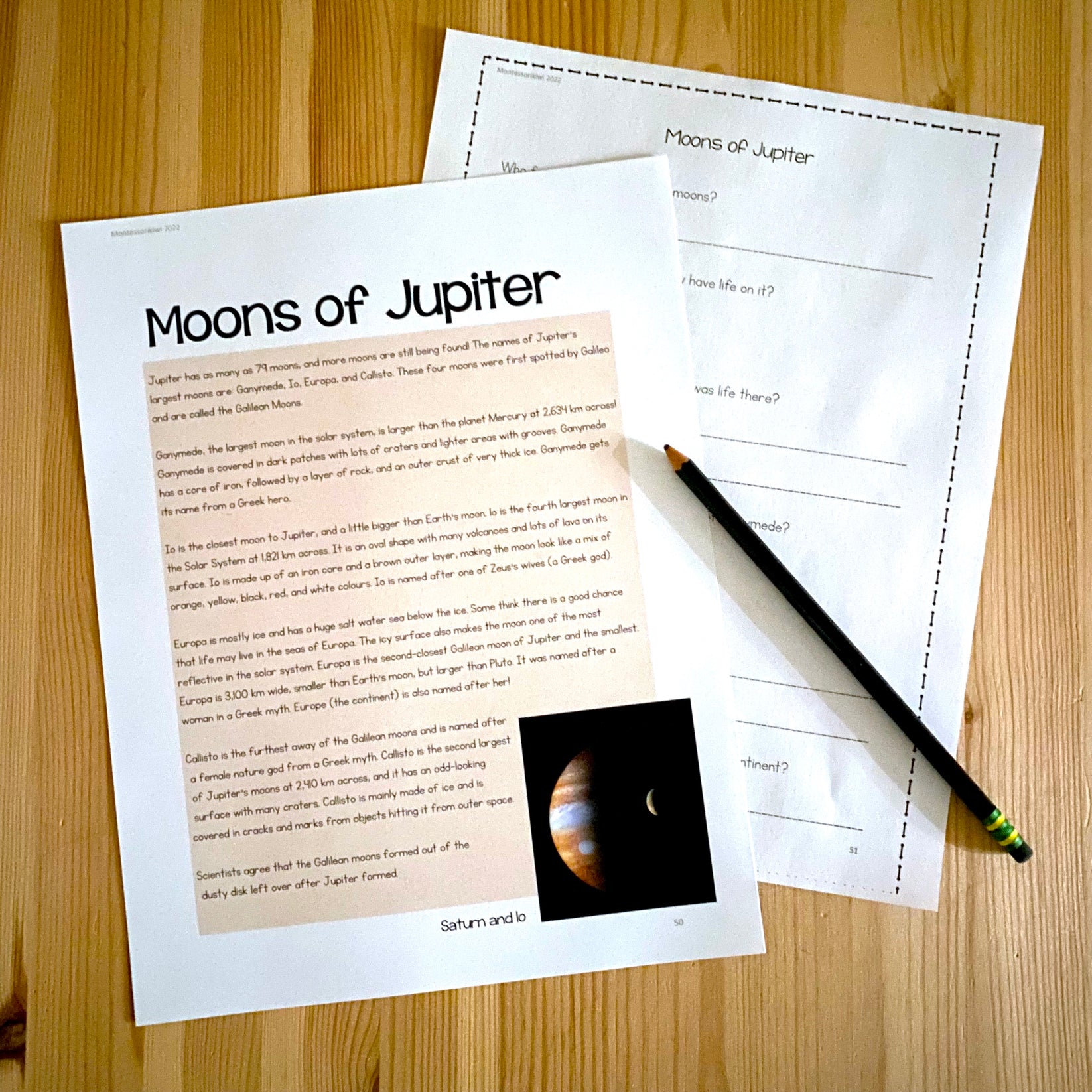 Montessori Geographic Impressionistic Charts - Space, Sun and Earth ...