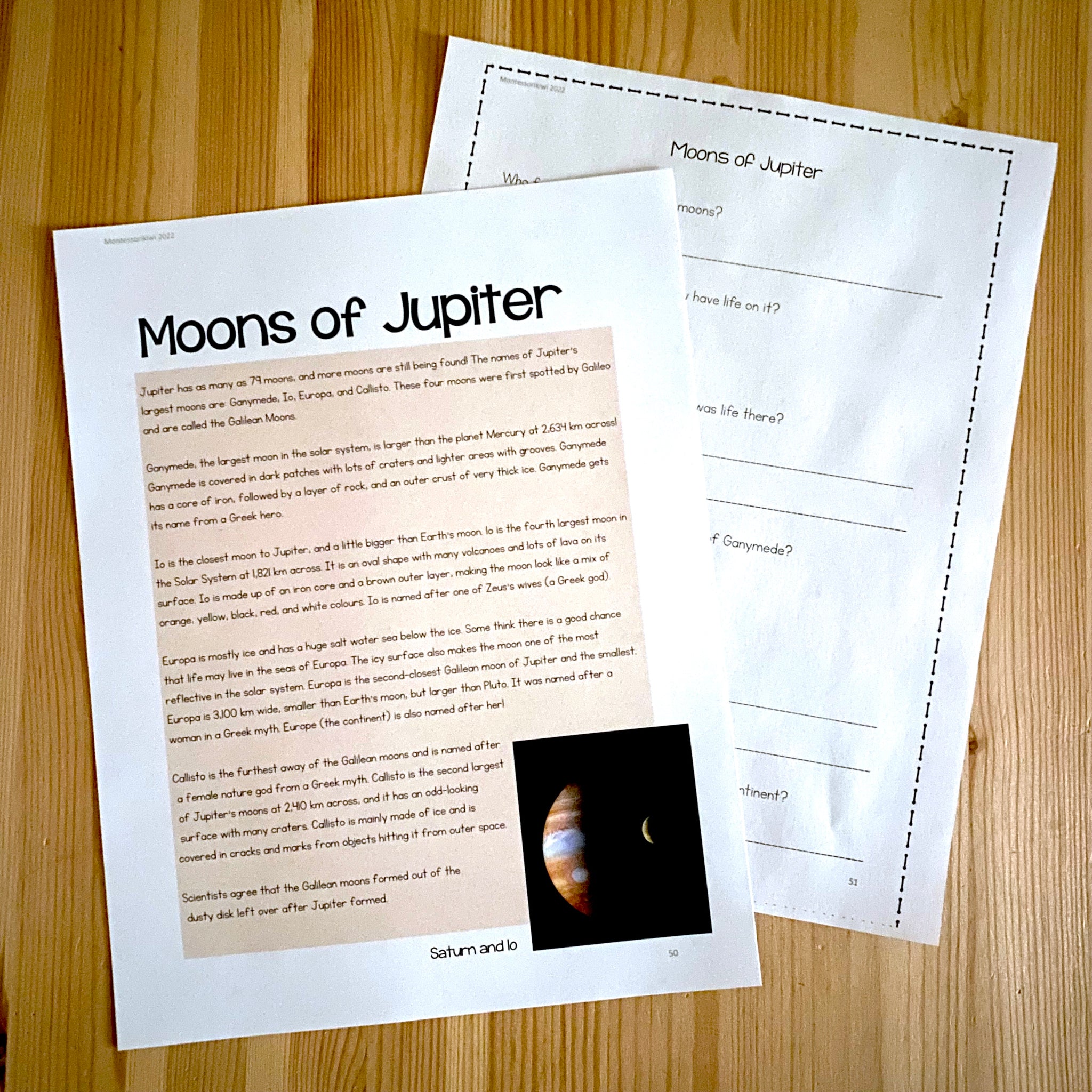 Montessori Geographic Impressionistic Charts - Space, Sun and Earth ...