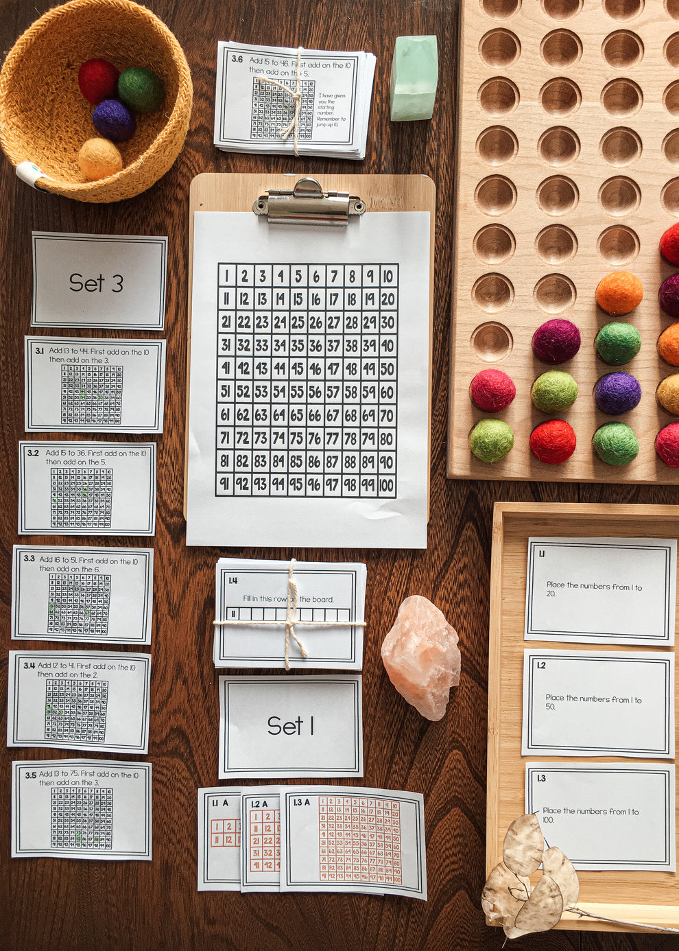 Montessori math: hundreds board 100 board task cards Bundle ...