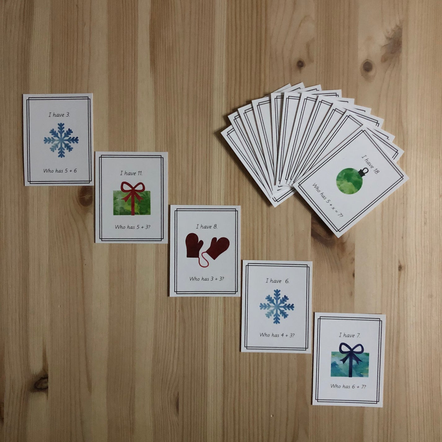 I Have Who Has Winter Edition (Math Games) – montessorikiwi