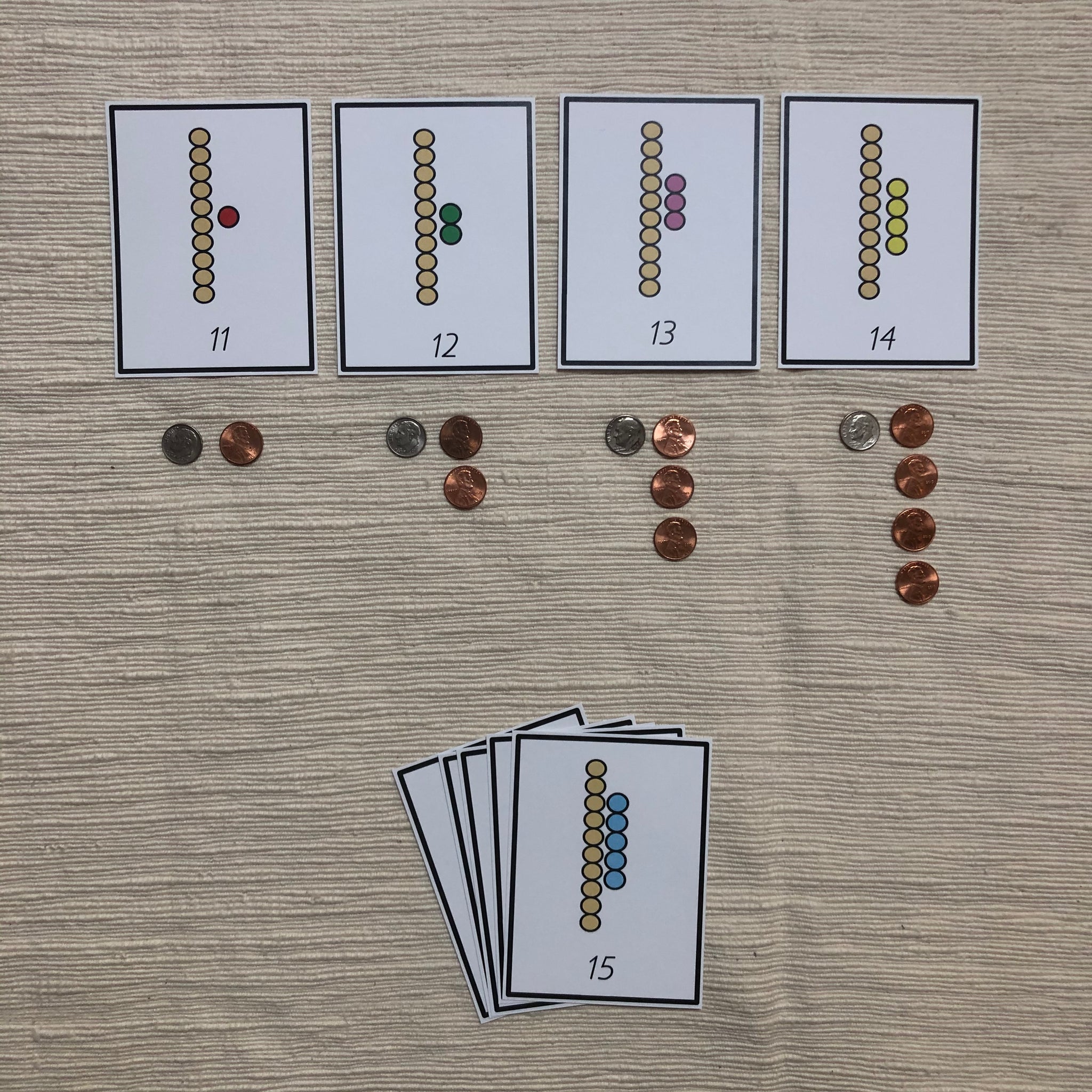 US Money Colored Bead to coin Match 11-19 – montessorikiwi