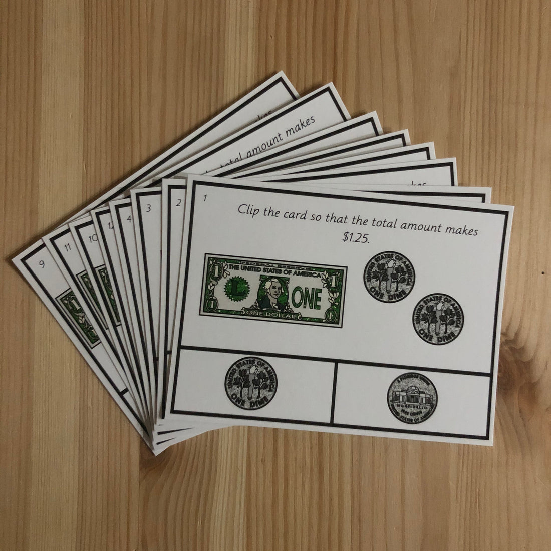 US Money Clip The Card To Fill In The Total Amount – montessorikiwi