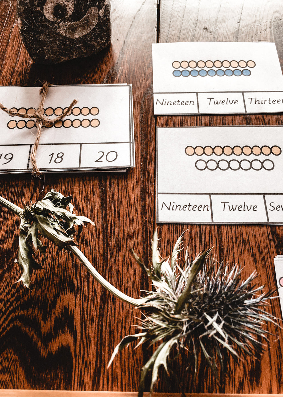 Colored beads clip cards 11-20 (teen numbers) – montessorikiwi