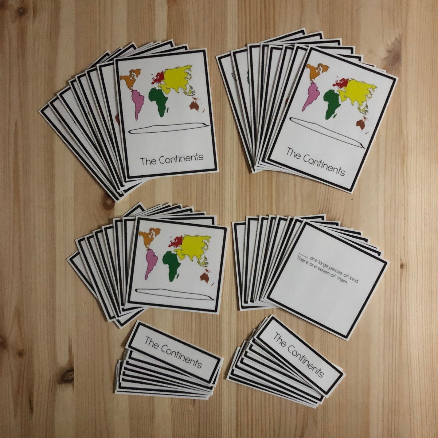 Montessori Continent 3 part cards – montessorikiwi