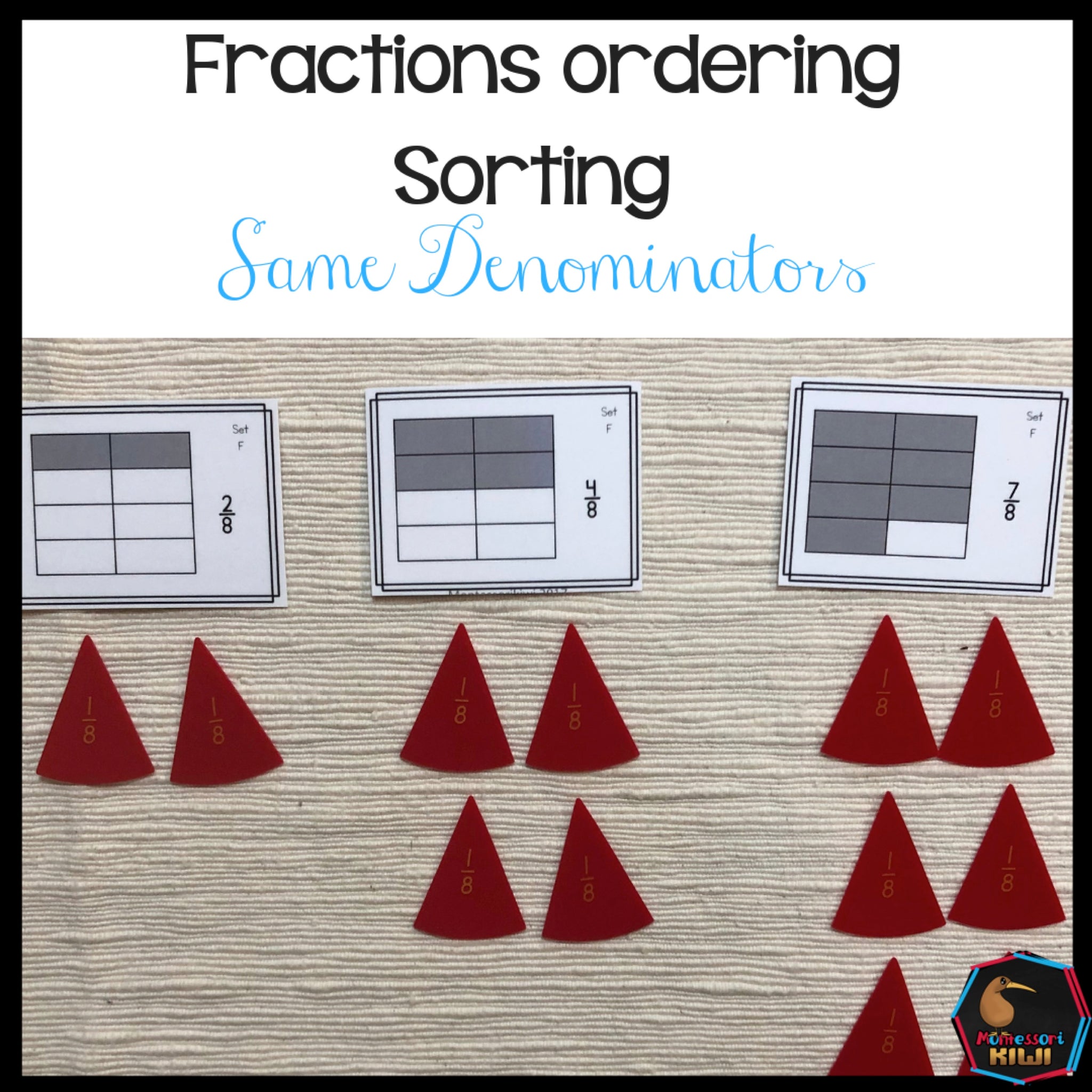Ordering fractions with the same denominator – montessorikiwi