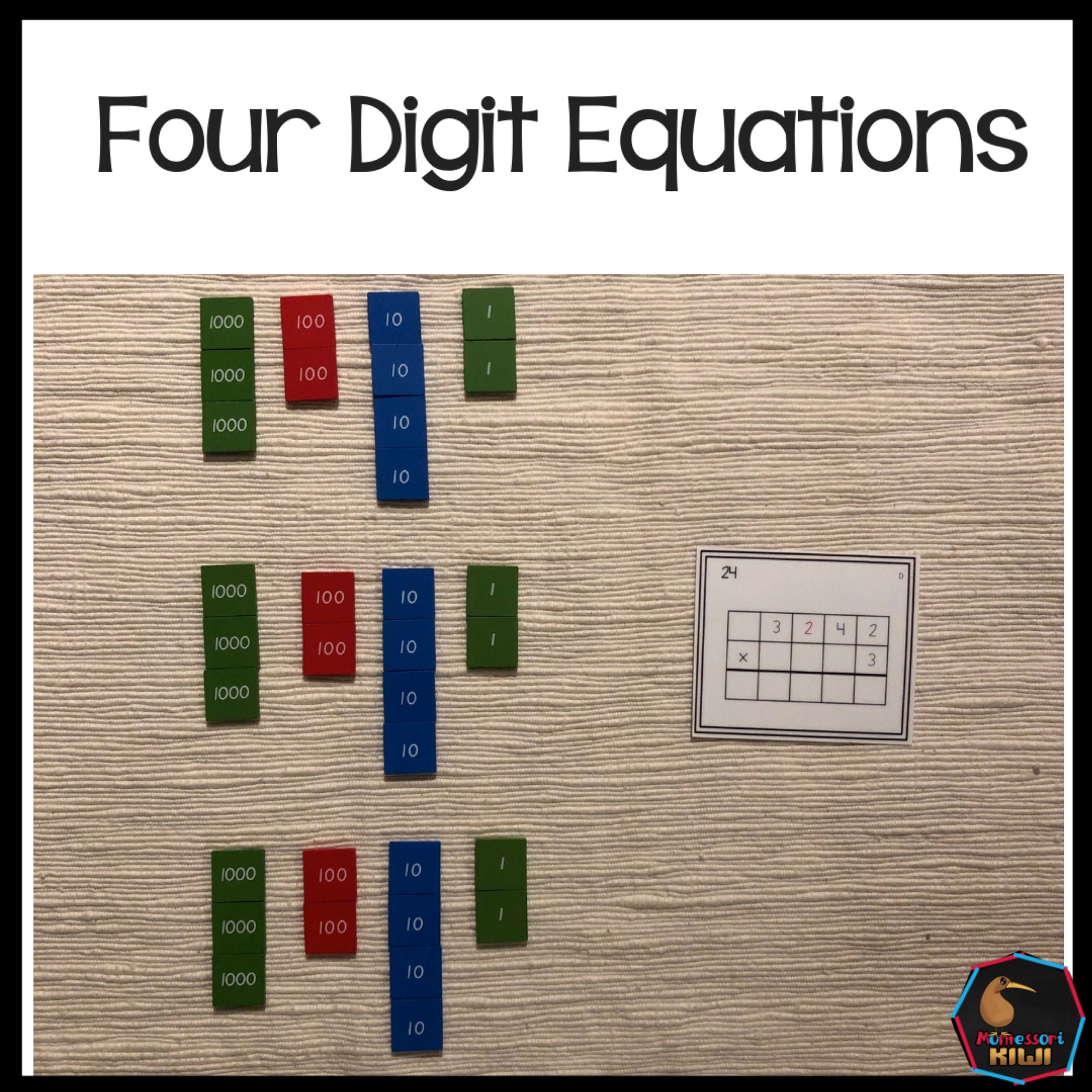 Four digit equations (Montessori) – montessorikiwi