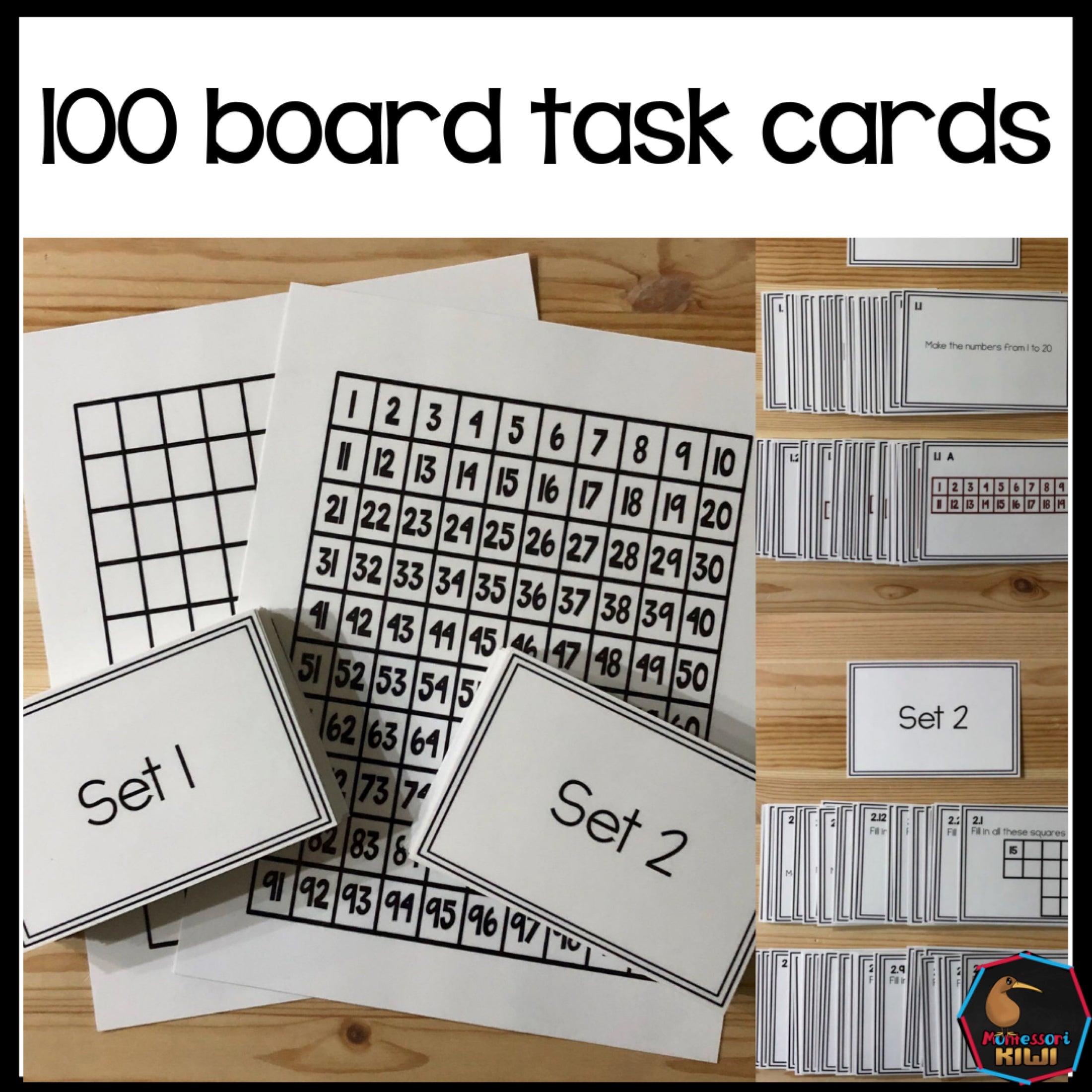 Montessori math: hundreds board task cards Bundle – montessorikiwi