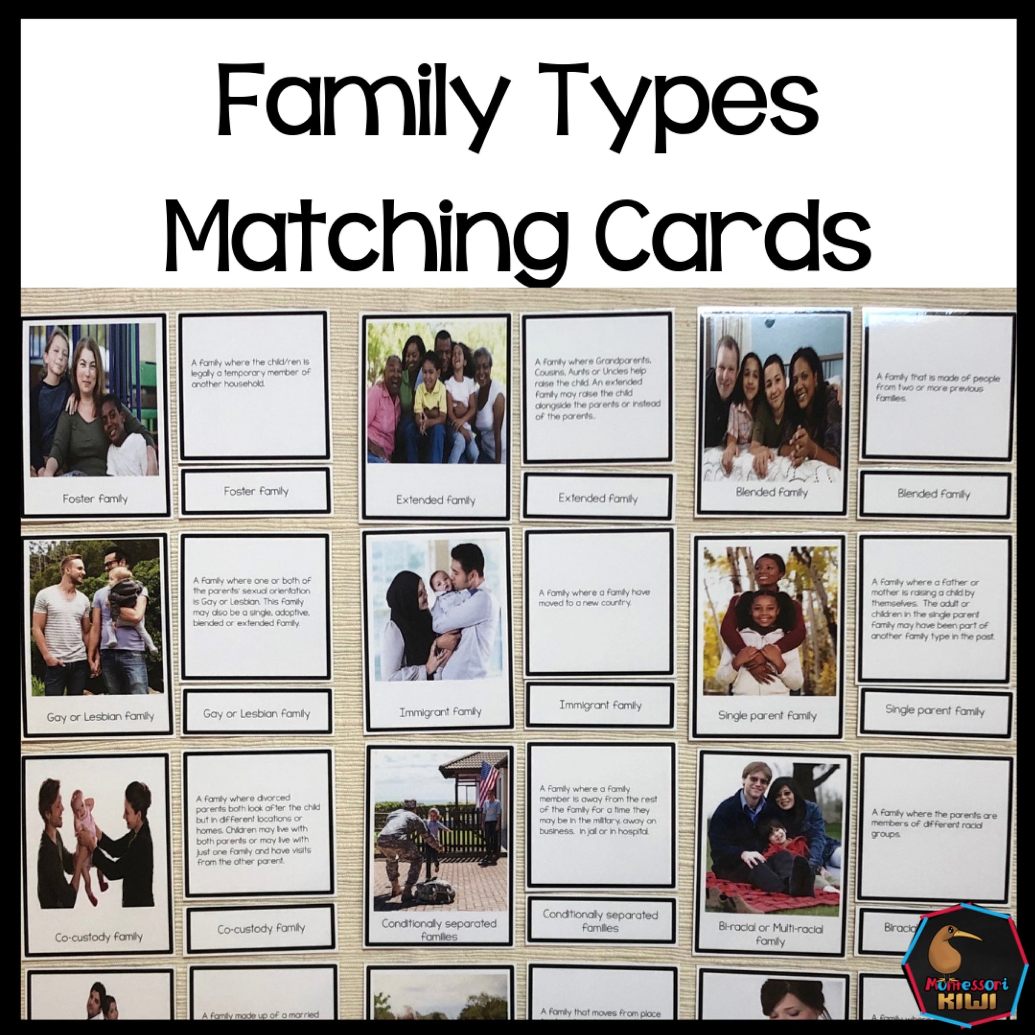 Family types matching cards – montessorikiwi
