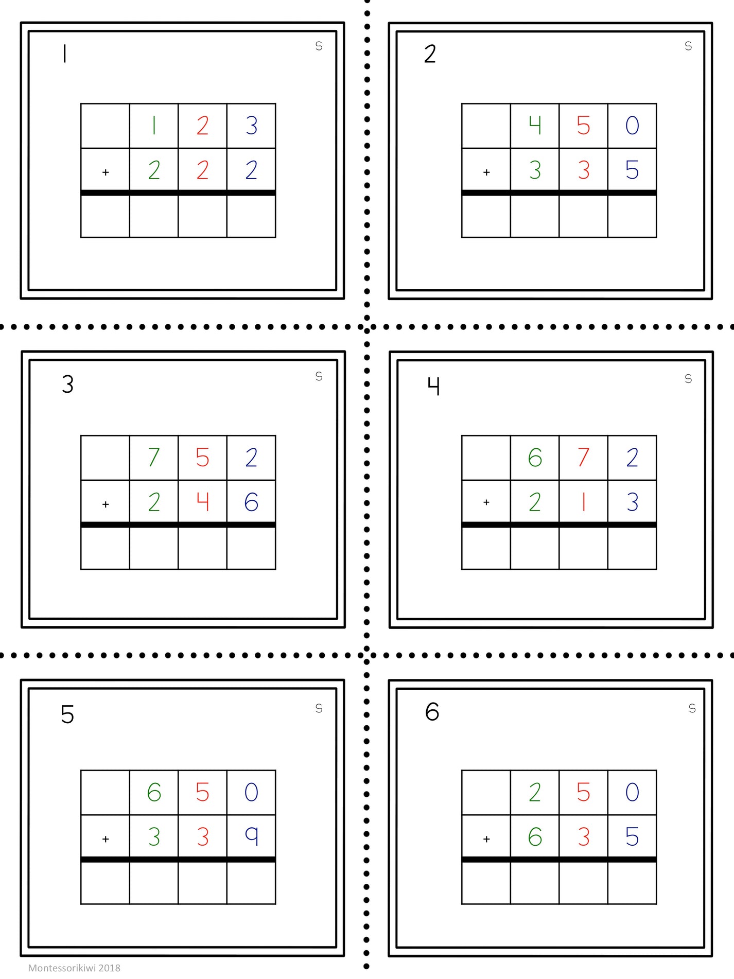 Three digit equations (Montessori) – montessorikiwi