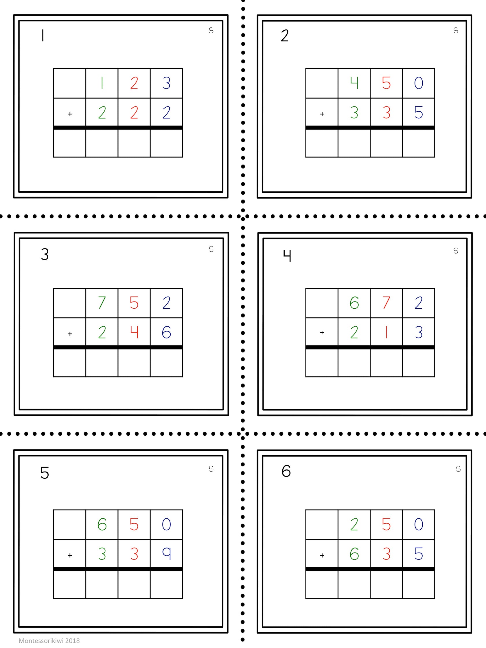 Three digit equations (Montessori) – montessorikiwi