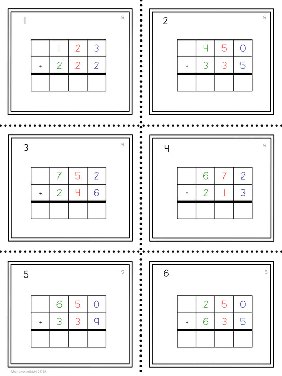Three digit equations (Montessori) – montessorikiwi