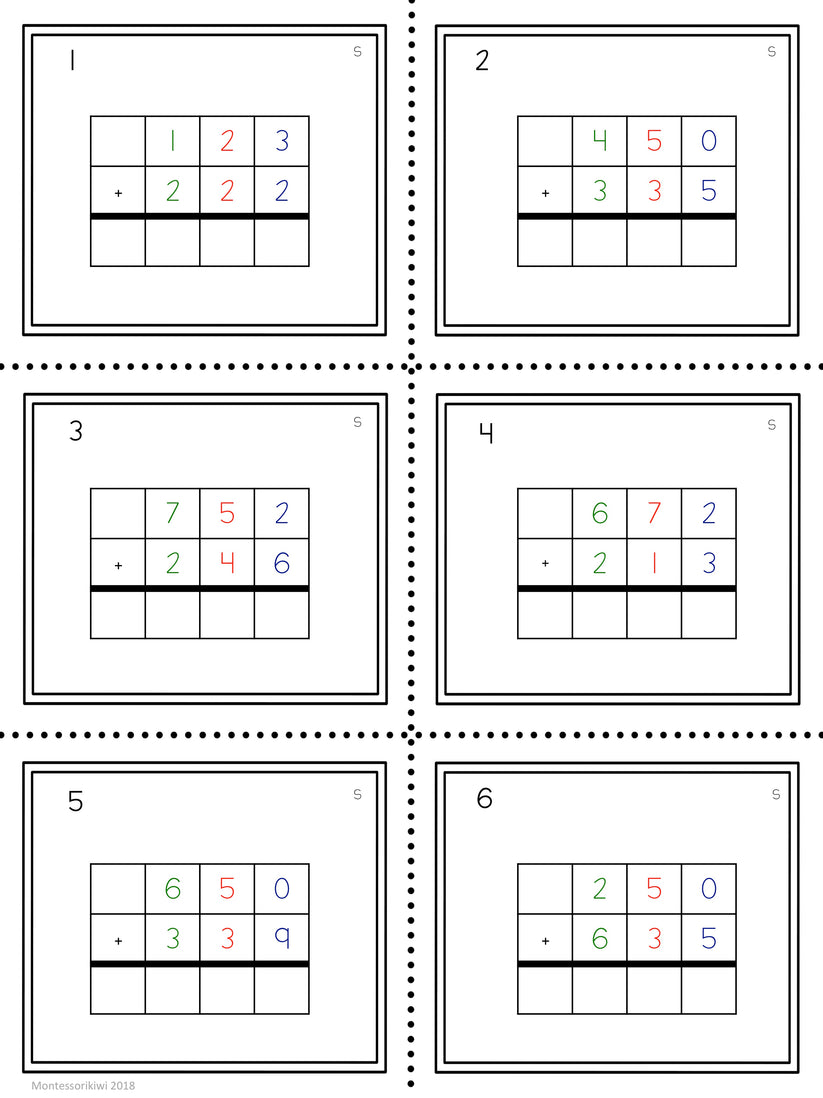 Three digit equations (Montessori) – montessorikiwi