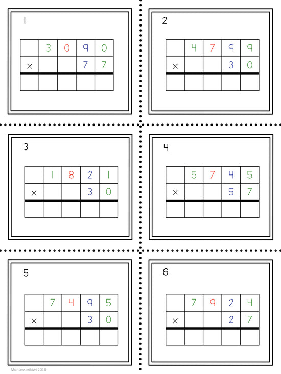 Multiplication questions: 2 and 3 digit multipliers – montessorikiwi