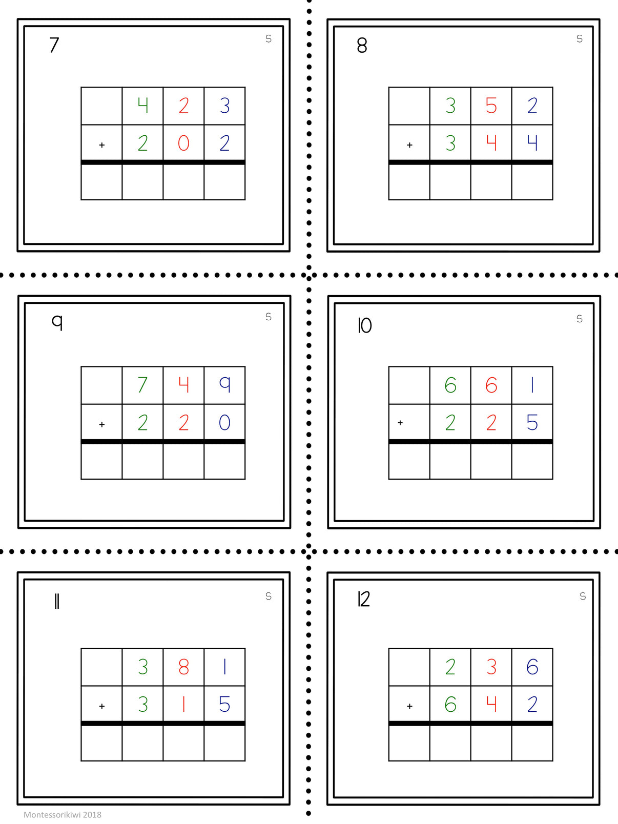 Three digit equations (Montessori) – montessorikiwi