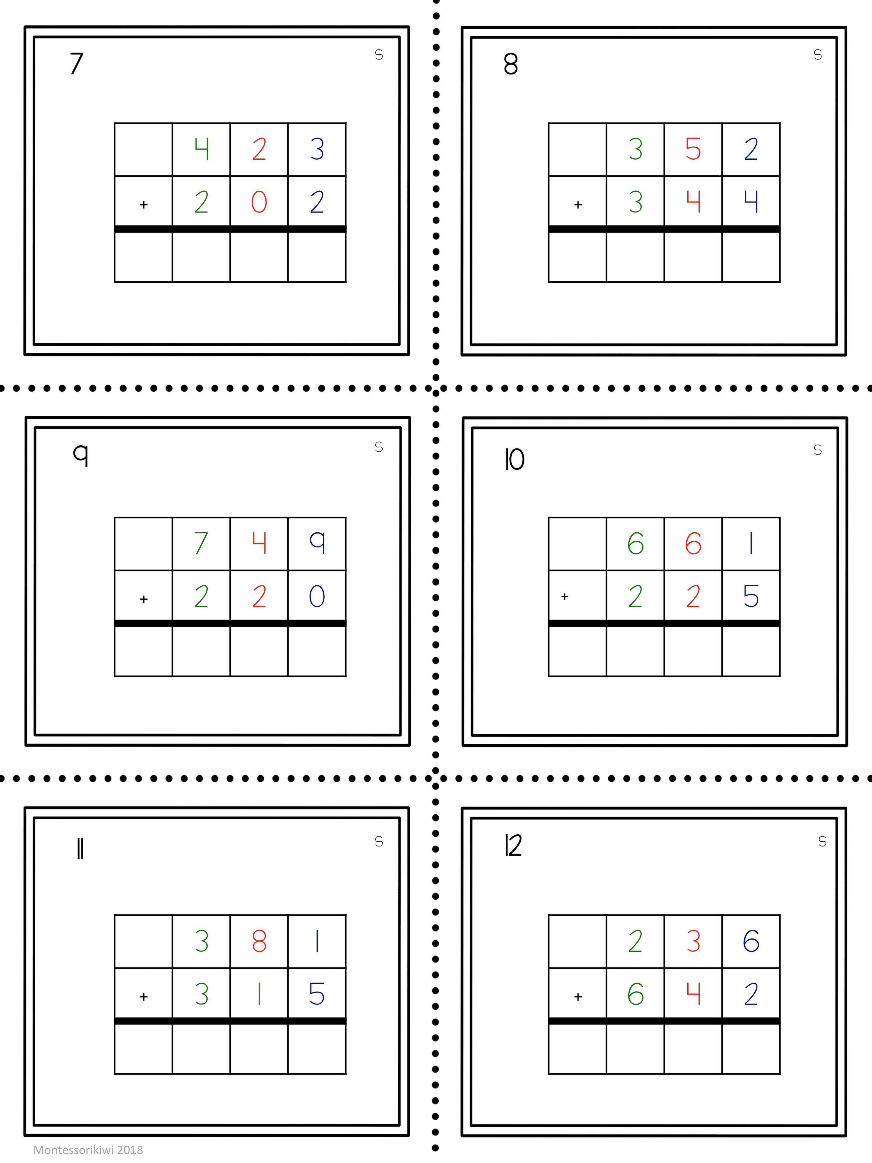 Three digit equations (Montessori) – montessorikiwi