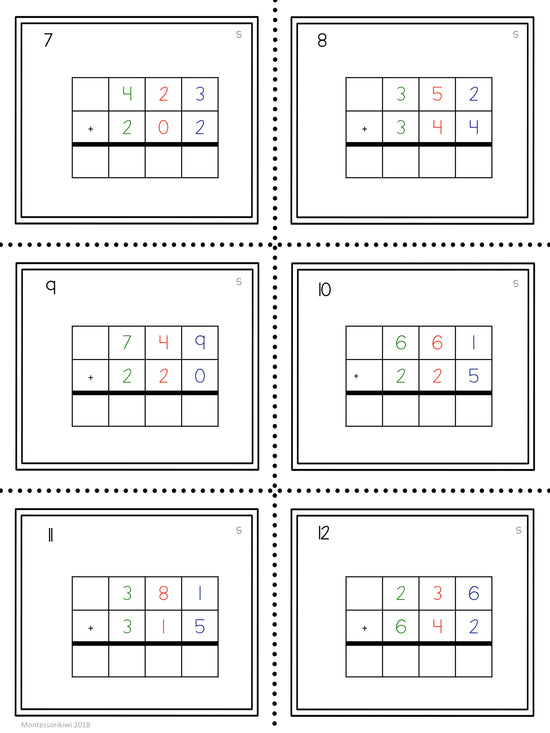 Three digit equations (Montessori) – montessorikiwi