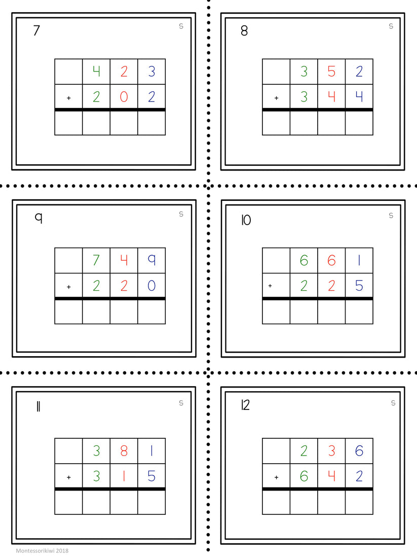Three digit equations (Montessori) – montessorikiwi