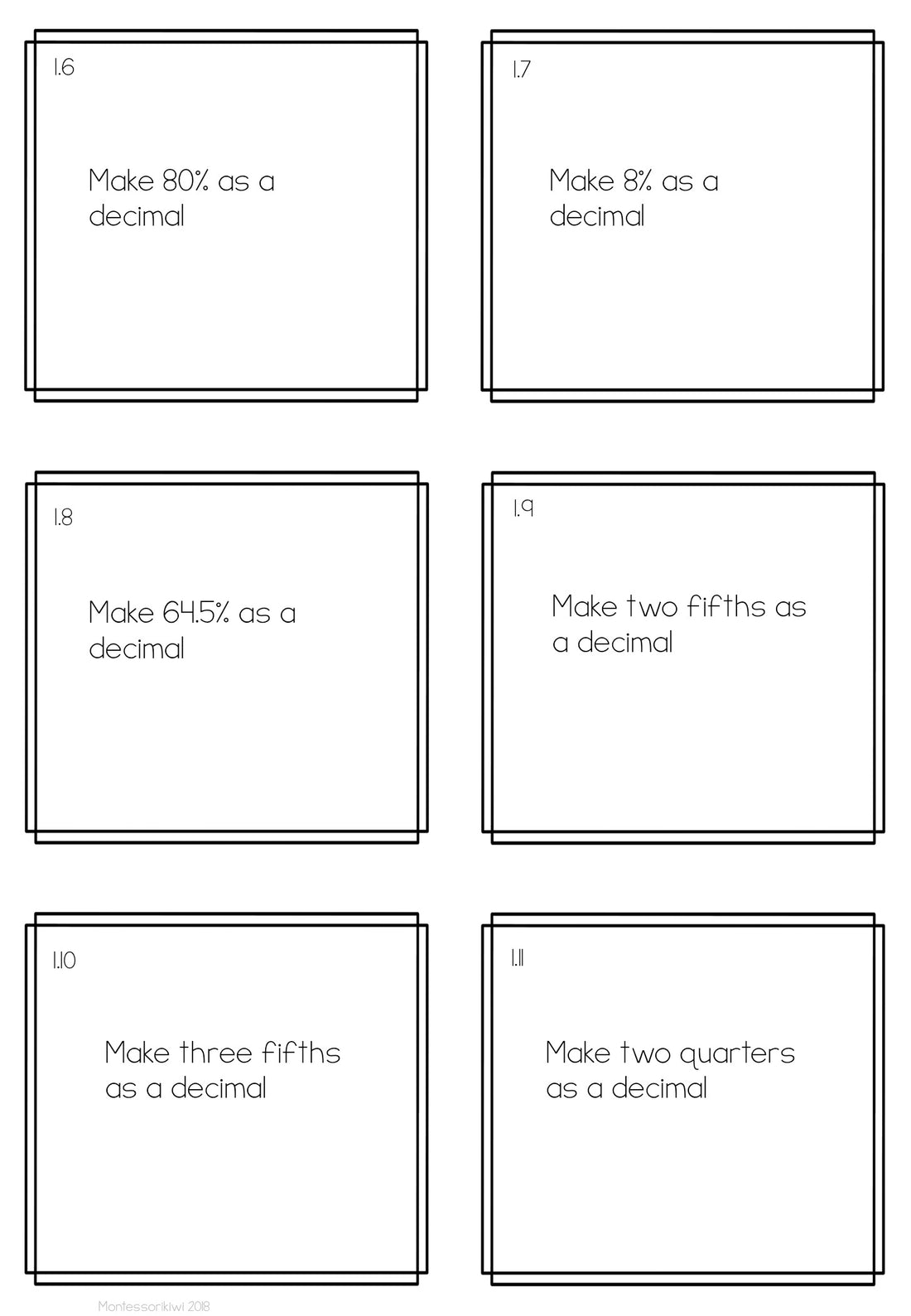 Decimal Task Cards – montessorikiwi