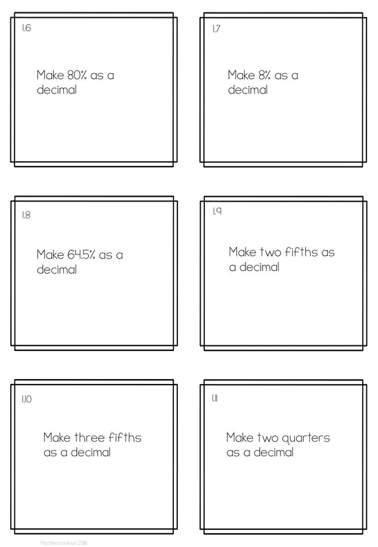 Decimal Task Cards – montessorikiwi