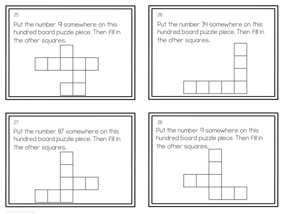 Hundred Board Puzzle Pieces Task Cards – montessorikiwi