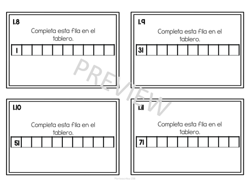 Tarjetas de trabajo para tablero 100 set 1 (Montessori Hundred board t ...